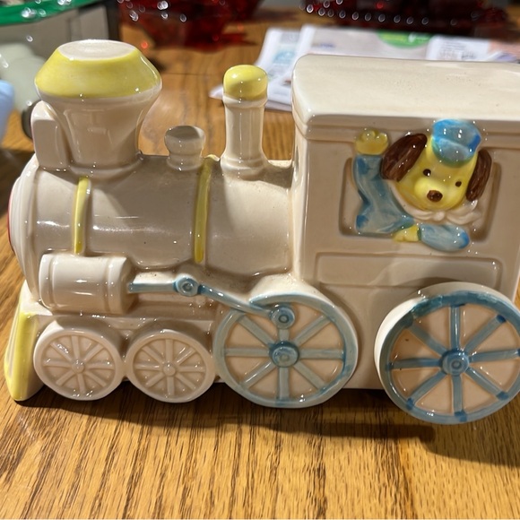 Toys | Ceramic Train Toy With Puppy Cream And Blue | Poshmark